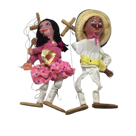 Toys | Pair Of Mexican Marionettes Puppets Man And Woman Traditional ...